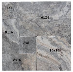 Silver Travertine French Pattern Tumbled Paver 3cm - Icon Tile